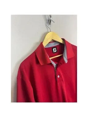FootJoy | Shirts | Footjoy Mens Red Gingham Trim Performance Golf Polo ...